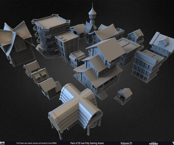 ArtStation - Pack of 20 Low Poly Gaming Assets Vol 01 | Game Assets