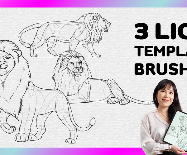ArtStation - Procreate Lion Stamp | 3 Template Procreate Brushes | Brushes