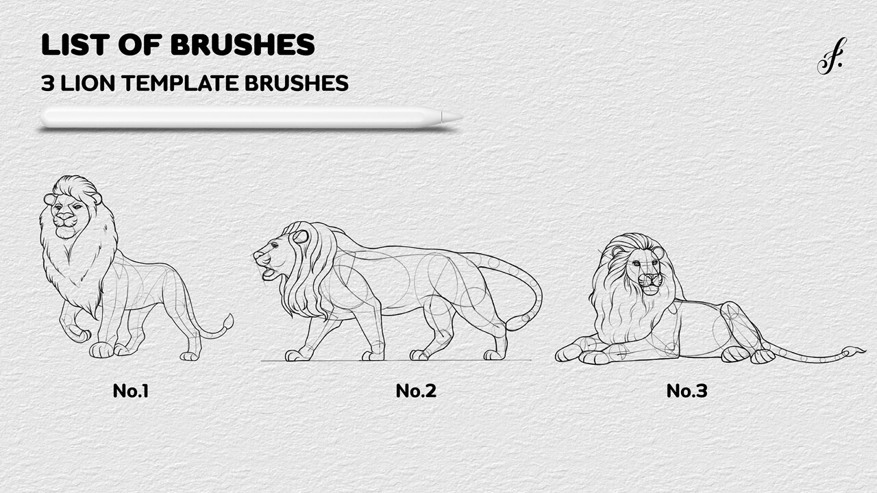 ArtStation - Procreate Lion Stamp | 3 Template Procreate Brushes | Brushes