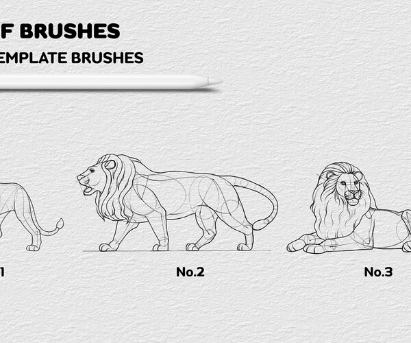 ArtStation - Procreate Lion Stamp | 3 Template Procreate Brushes | Brushes
