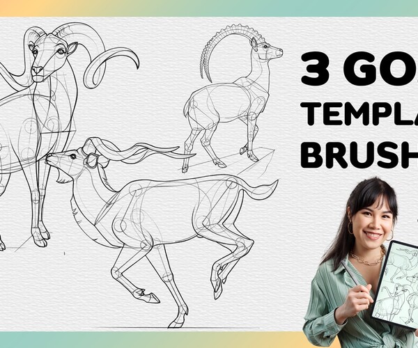 ArtStation - Procreate Goat Stamp | 3 Template Procreate Brushes | Brushes