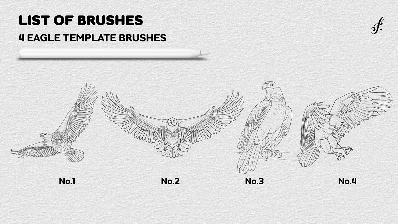ArtStation - Procreate Eagle Stamp | 4 Template Procreate Brushes | Brushes
