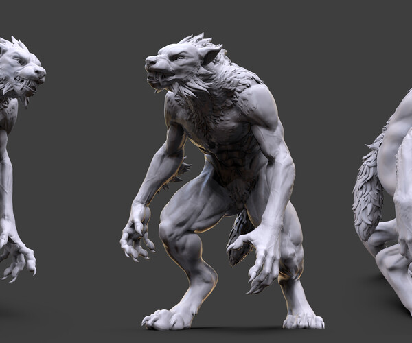 ArtStation - werewolf growl pose - 3d printable | Resources