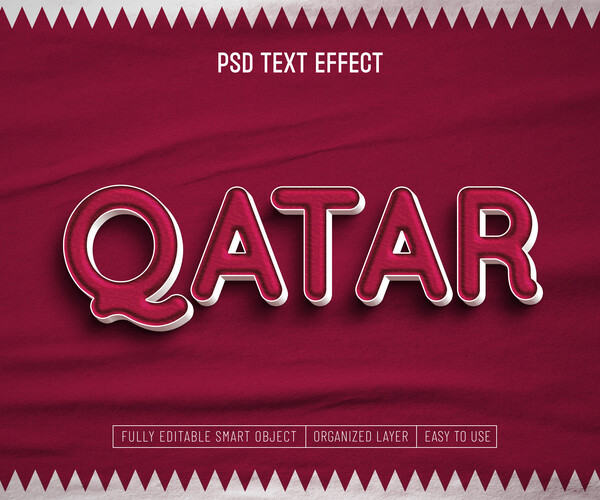 ArtStation - Qatar PSD fully editable text effect. Layer style PSD ...