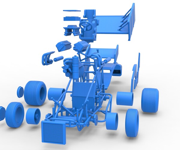 ArtStation - 3D printable Diecast Winged Sprint car Scale 1:25 | Resources