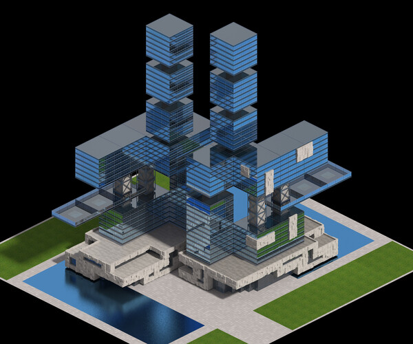 ArtStation - Architecture (Tile#0053, 2x2) – Dimetric Projection ...