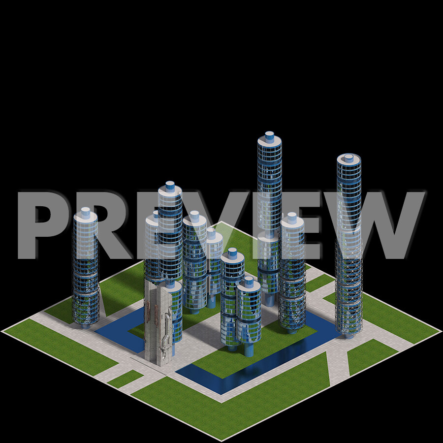 ArtStation - Architecture (Tile#0054, 2x2) – Dimetric Projection ...