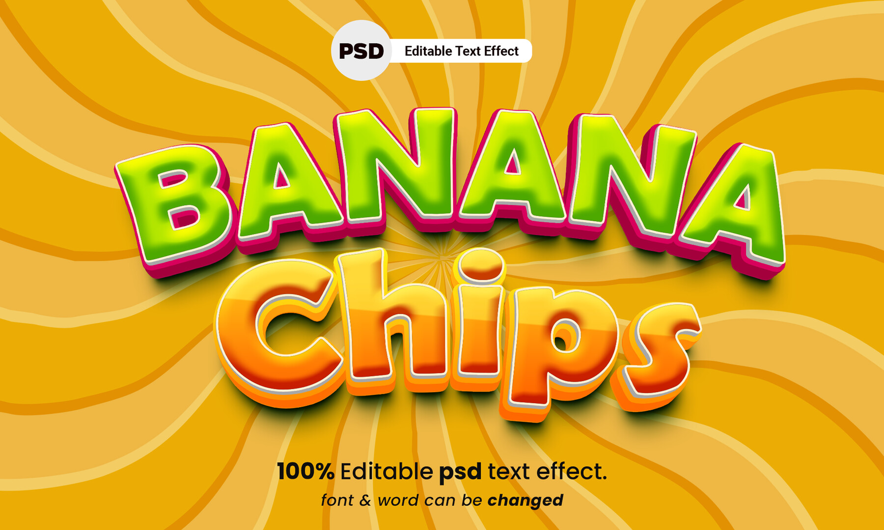 ArtStation - 3D Banana Chips. PSD fully editable text effect. Layer ...