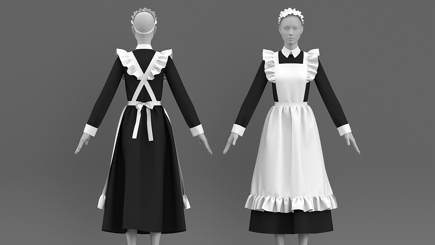 ArtStation - Maid Dress + 4 Headpieces | Resources