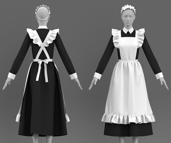 ArtStation - Maid Dress + 4 Headpieces | Resources