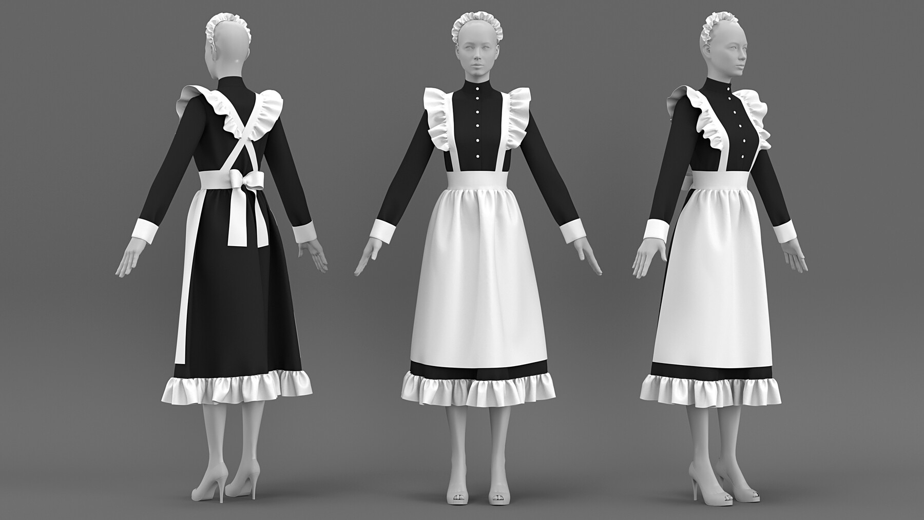 ArtStation - Maid Dress + 4 Headpieces | Resources