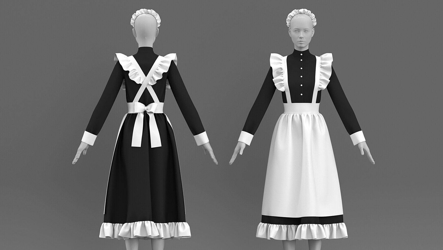 ArtStation - Maid Dress + 4 Headpieces | Resources