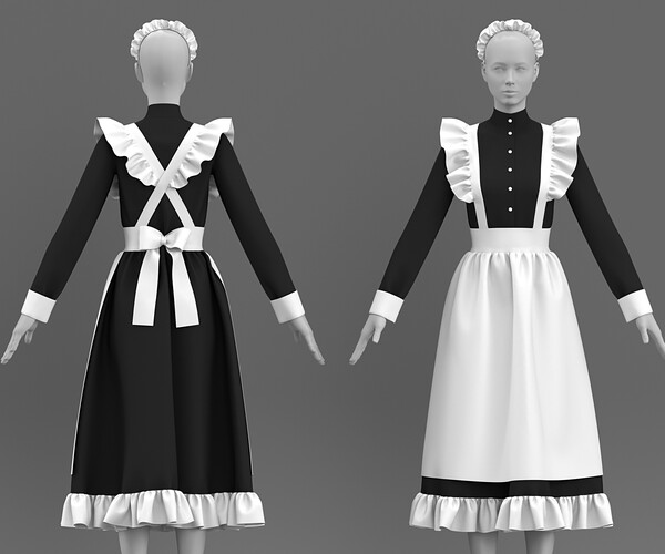 ArtStation - Maid Dress + 4 Headpieces | Resources