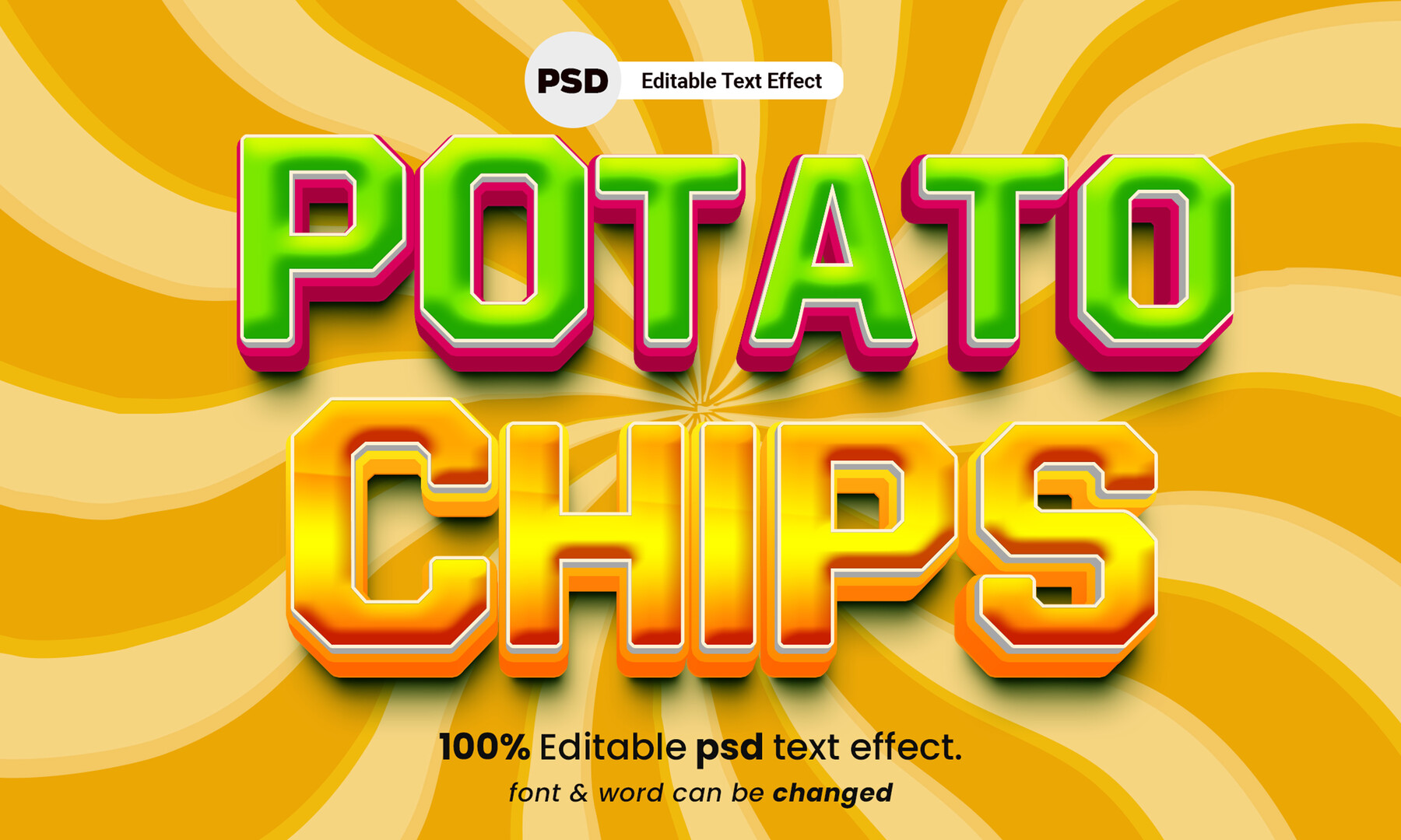 ArtStation - 3D Potato Chips. PSD fully editable text effect. Layer ...