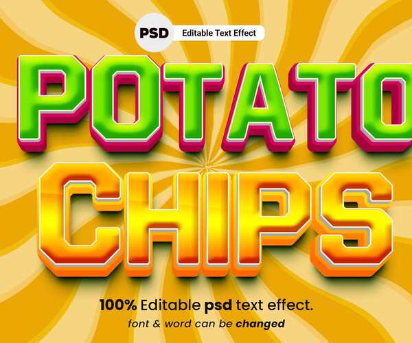 ArtStation - 3D Potato Chips. PSD fully editable text effect. Layer ...