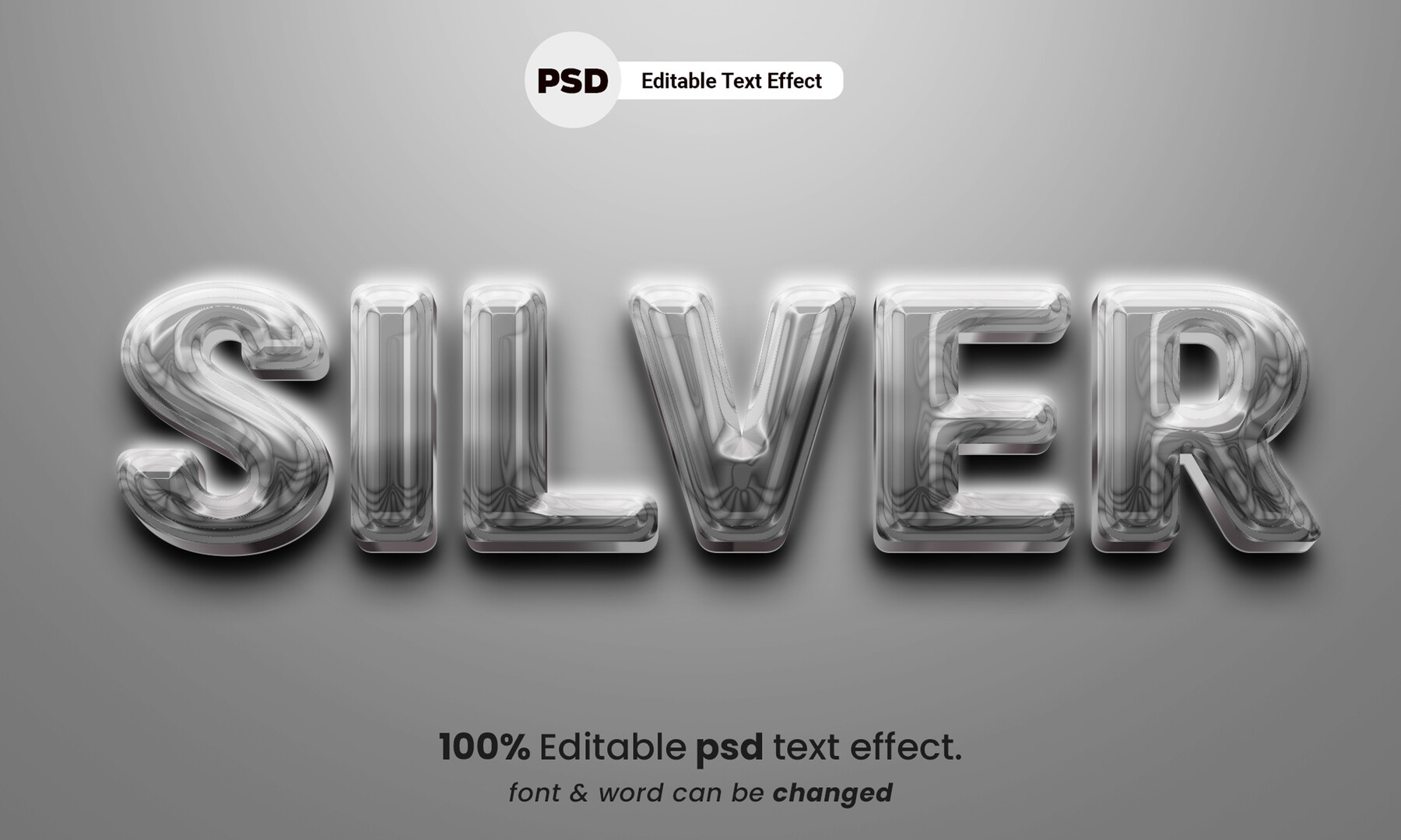 ArtStation - 3D Silver. PSD fully editable text effect. Layer style PSD ...