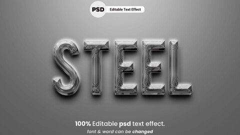 ArtStation - 3D Steel. PSD fully editable text effect. Layer style PSD ...
