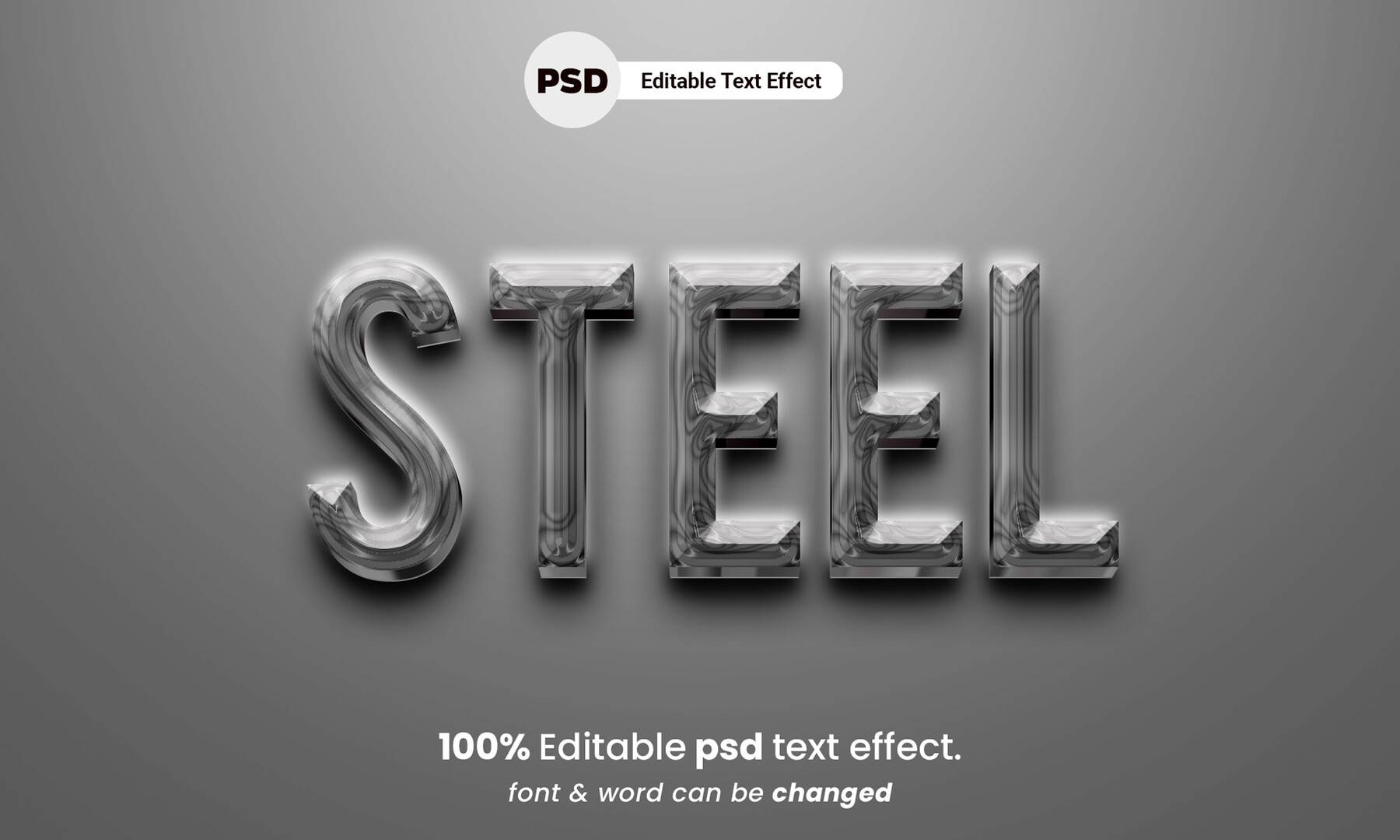 ArtStation - 3D Steel. PSD fully editable text effect. Layer style PSD ...