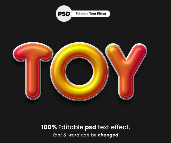 ArtStation - 3D Toy. PSD fully editable text effect. Layer style PSD ...