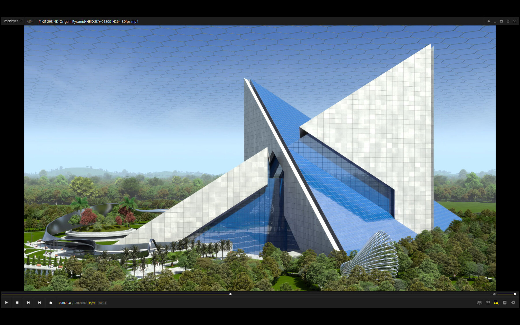 3000ad - Futuristic Architecture under a Hexagonal Dome (4K -Animation)