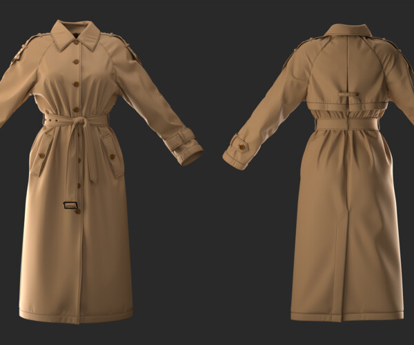 ArtStation - Women's Trench Coats. Marvelous Designer/Clo3d project+OBJ ...