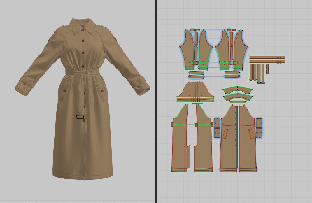 ArtStation - Women's Trench Coats. Marvelous Designer/Clo3d project+OBJ ...