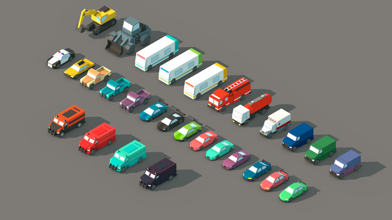 ArtStation - Free Big Low Poly Simple Urban City 3D Asset Pack | Game ...