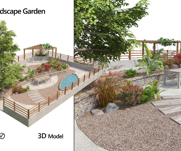 ArtStation - Classic garden landscape 3d model | Resources