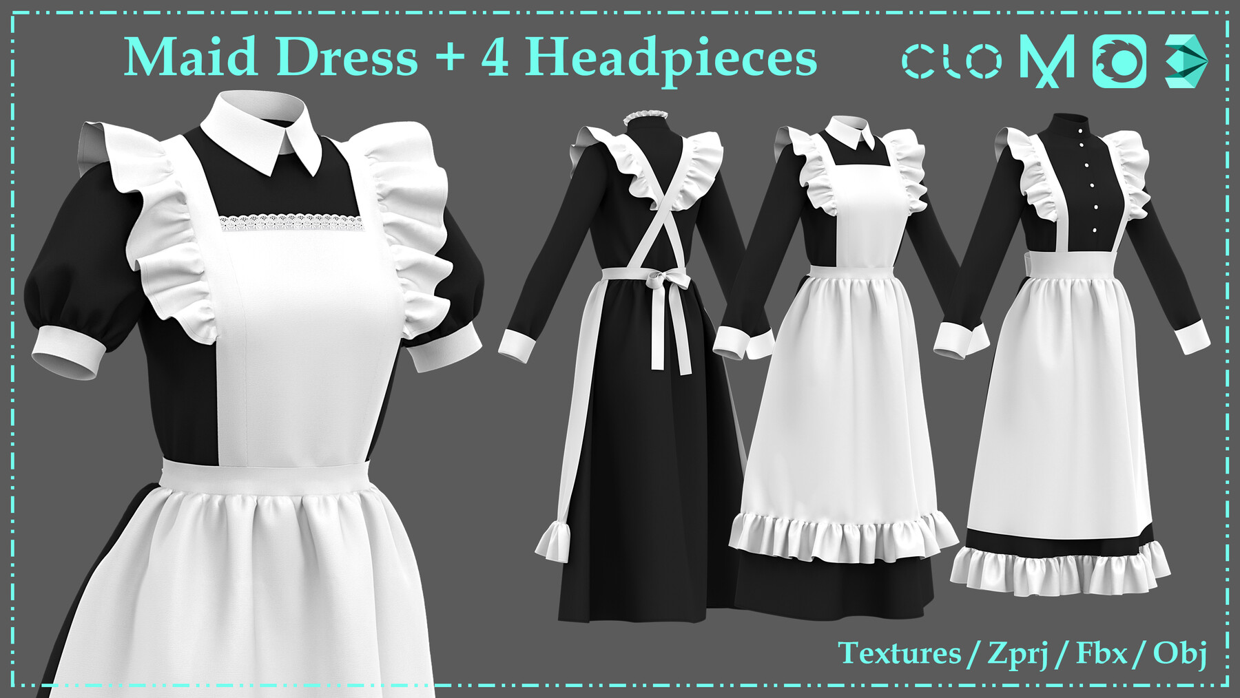 ArtStation - Maid Dress + 4 Headpieces | Resources