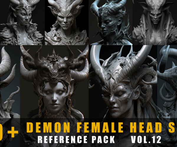 ArtStation - 300+ Demon Female Head Sculpt - References Pack Vol.12 ...