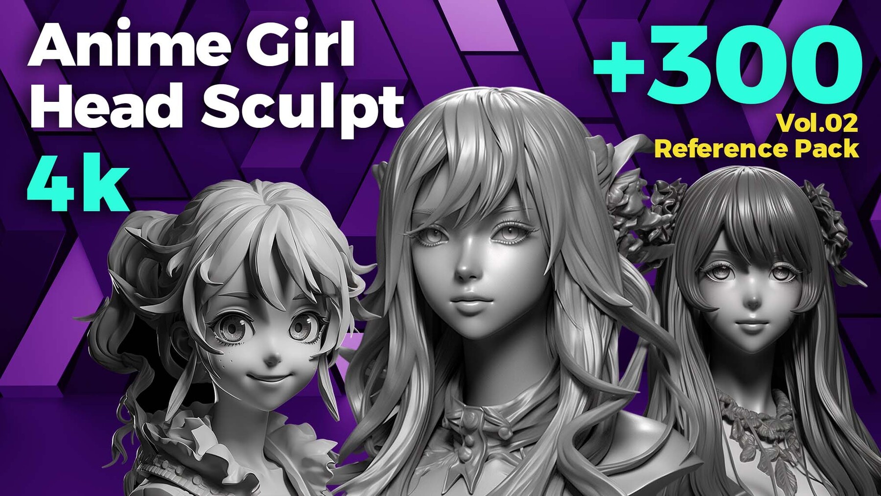 ArtStation - +300 Anime Girl Head Sculpt (4k) | Vol_02 | Artworks