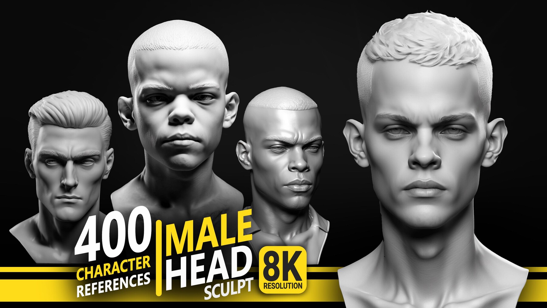 ArtStation - 400 Male Head Sculpt - VOL 02 - Character References | 8K ...