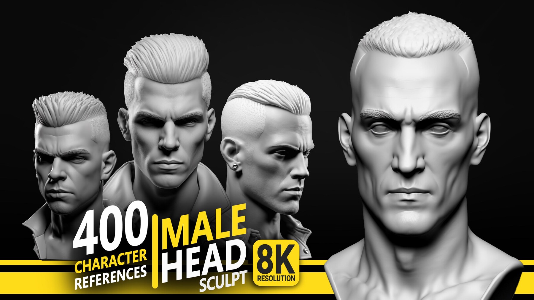 ArtStation - 400 Male Head Sculpt - VOL 02 - Character References | 8K Res | Artworks