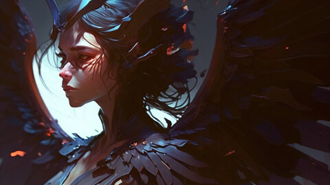 ArtStation - Dark Angelic Daemoness: A Digital Painting of a Winged ...