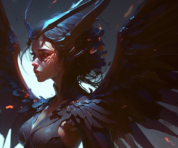 ArtStation - Dark Angelic Daemoness: A Digital Painting of a Winged ...