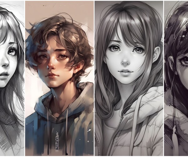 ArtStation - +230 Anime Sketch Reference (4k) | Artworks