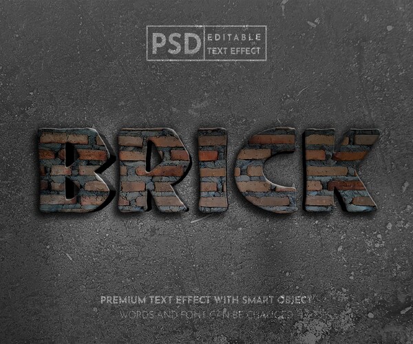 ArtStation - 3D Brick. PSD fully editable text effect. Layer style PSD ...
