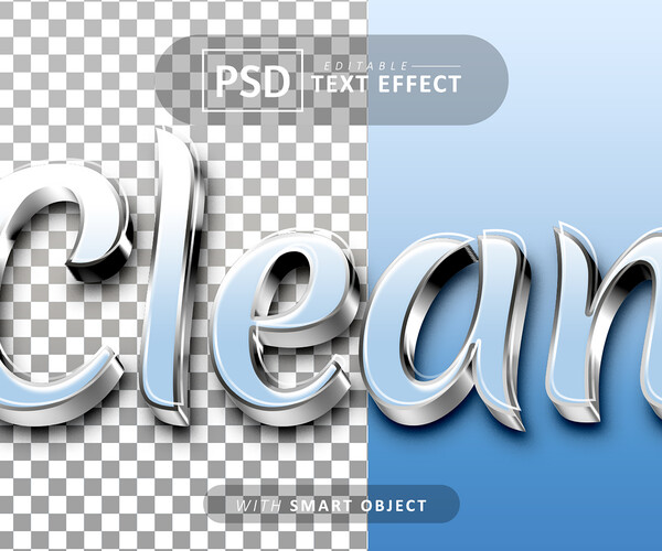 ArtStation - 3D Clean. PSD fully editable text effect. Layer style PSD ...