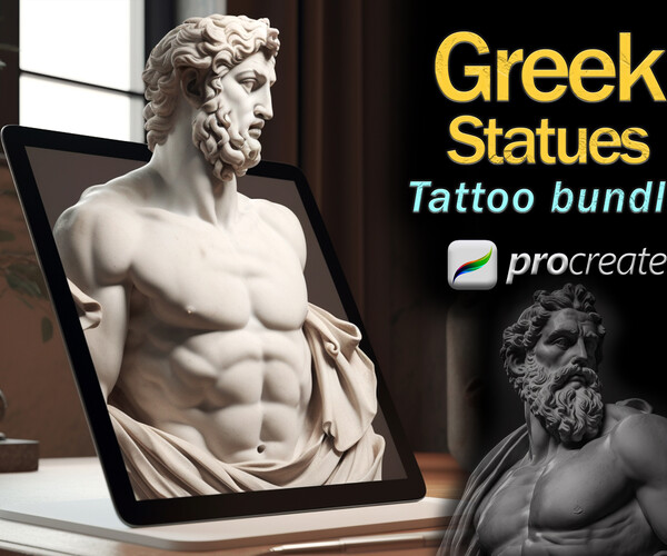 ArtStation - Procreate Greek Statues tattoo bundle | Procreate tattoo | Tattoo flash | Procreate ...