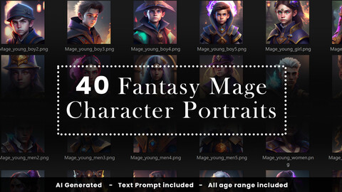 ArtStation - 40 Fantasy Mage Magic Character Portraits | Game Assets