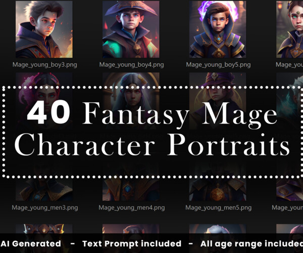 ArtStation - 40 Fantasy Mage Magic Character Portraits | Game Assets