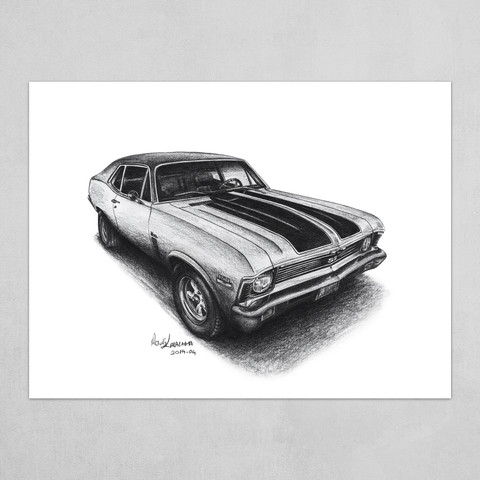 Chevrolet Nova - Muscle Cars Art Print "Landscape" by Altuğ Karakahya