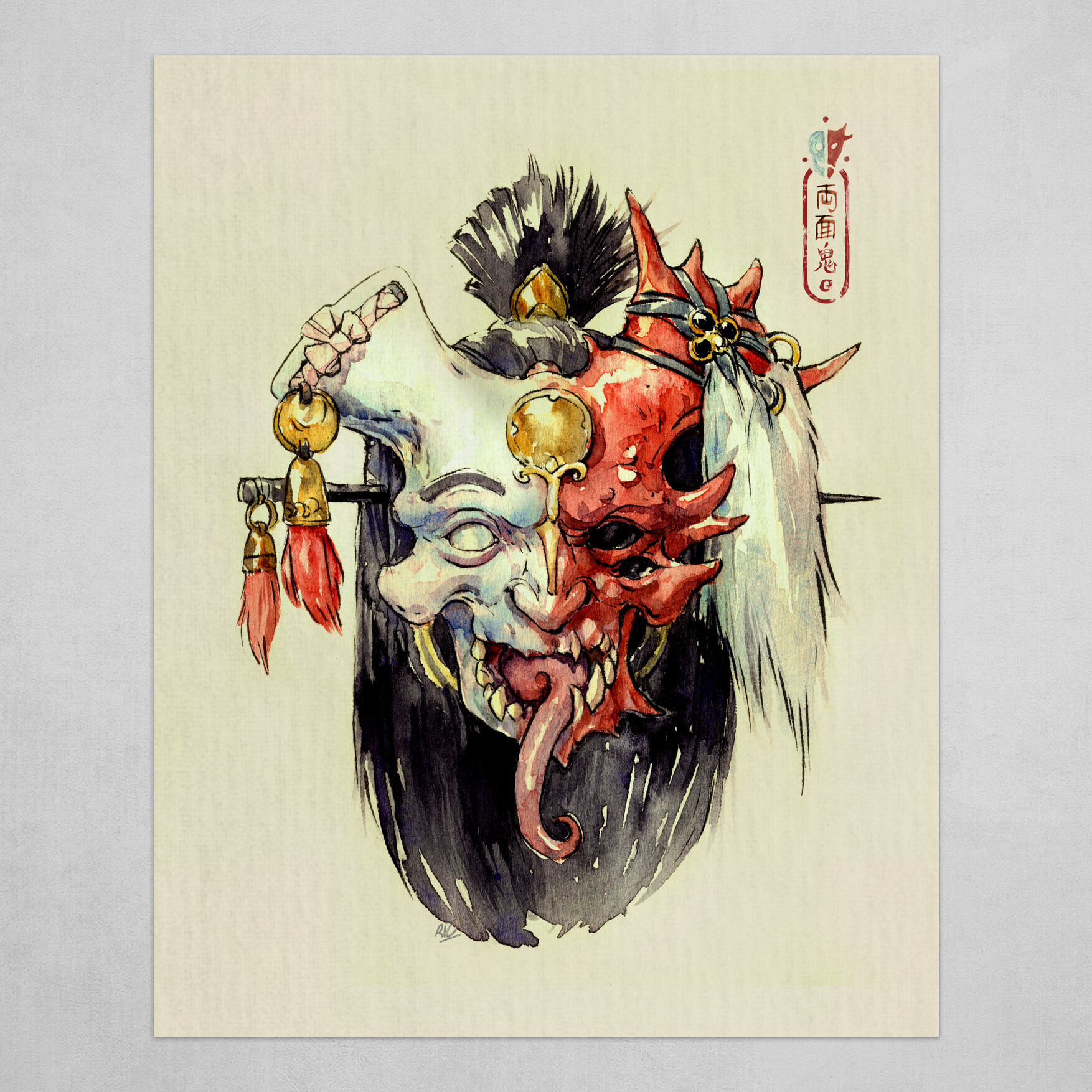 two faced mask drawing