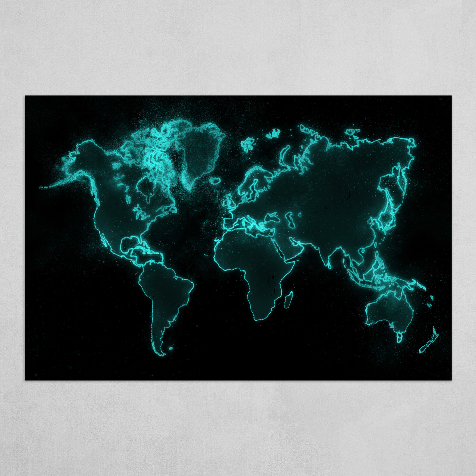 Jaiel - World Map Teal Neon