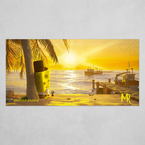 Spongebob Enjoying Sunset by Mizanur Rahman
