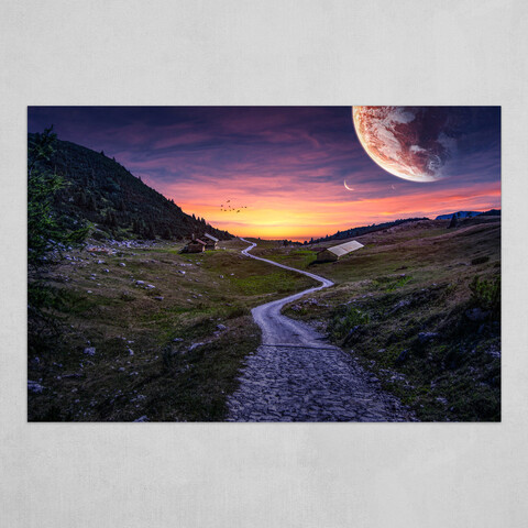 Planet sunset Artwork SCI-FI Poster by Matteo Sironi