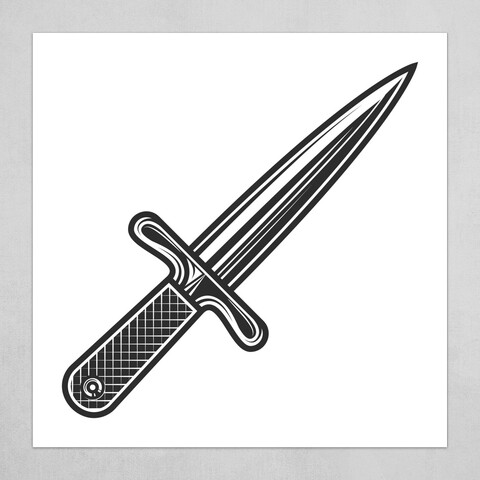 Gangster Knife Dagger in vintage monochrome style print illustration by ...