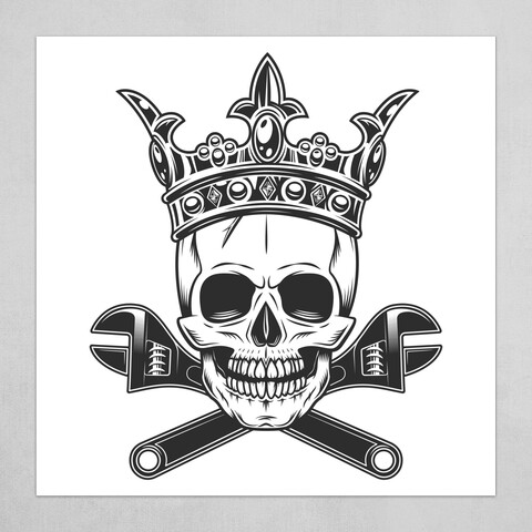 Vintage Industrial Design: Skull with Wrench Tools and Crown King ...
