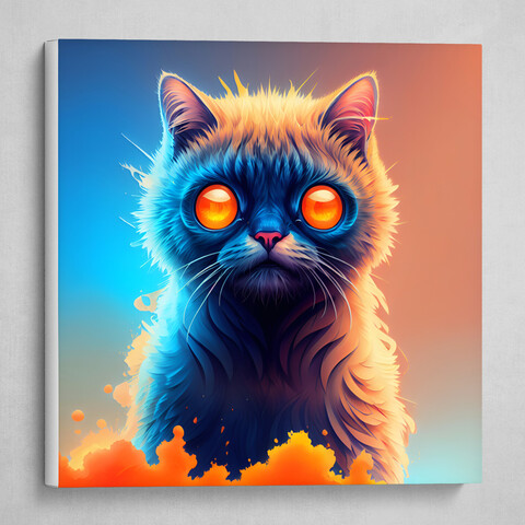 Creepy alien cat with glowing eyes by Krzysztof Wysocki