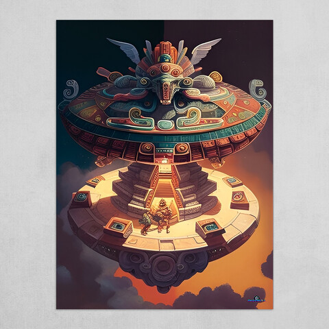 Illustration Inspired UFO MAYA CIVILIZATION by XtremBoxZ